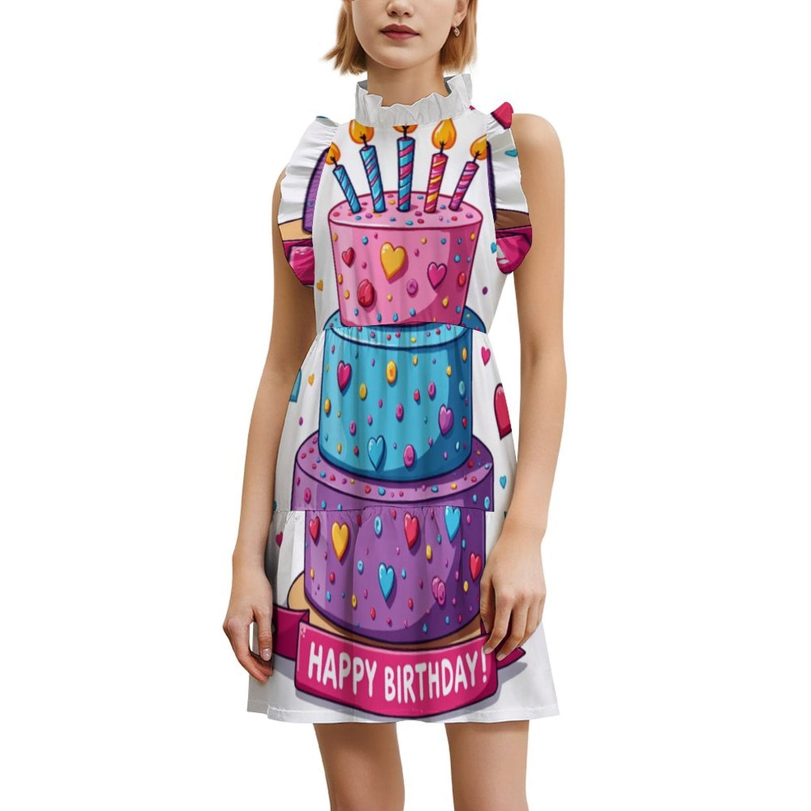 Birthday Cake with Lit Candles Women's Fashion Casual Dress Summer ...