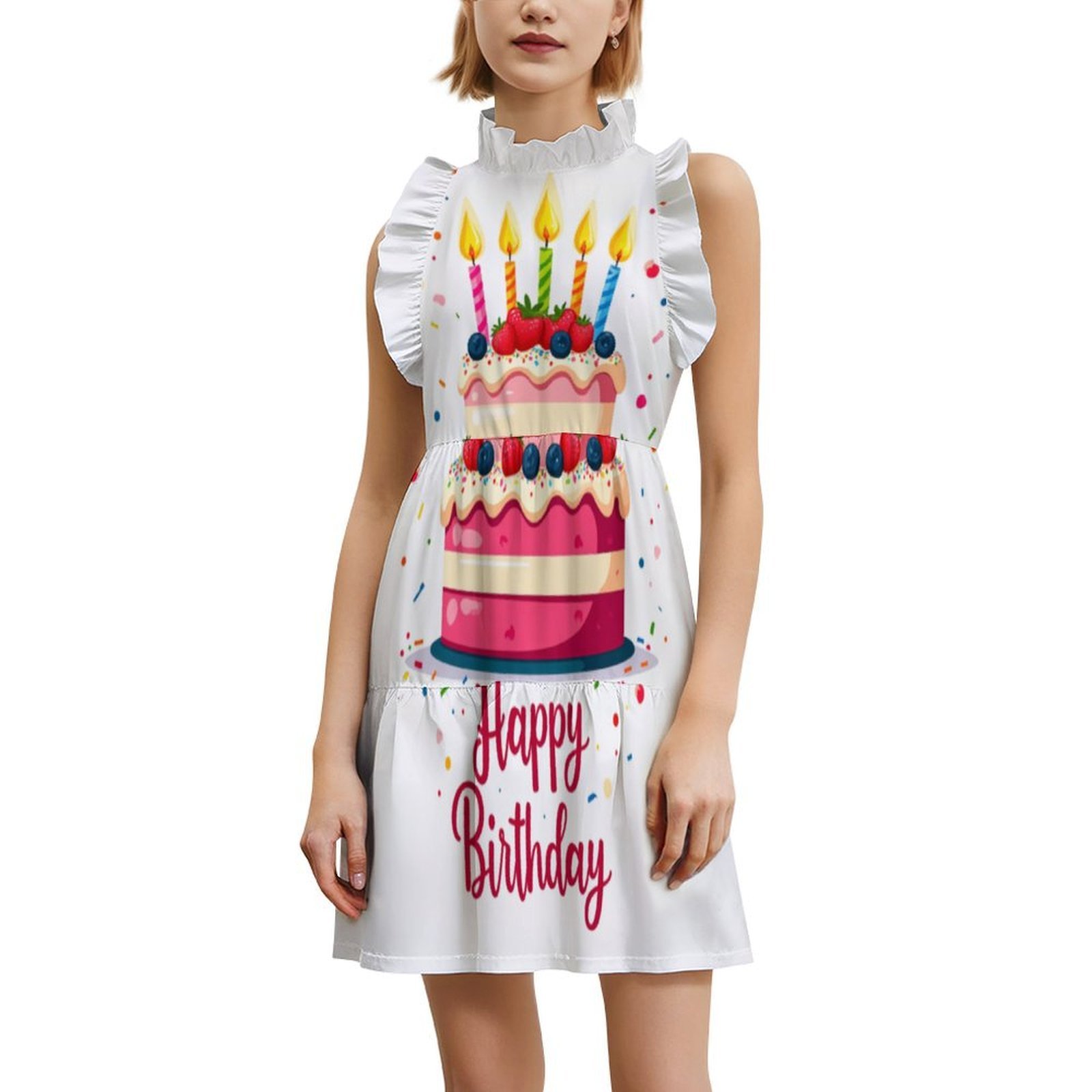 Birthday Cake with Lit Candles Women's Fashion Casual Dress Summer ...