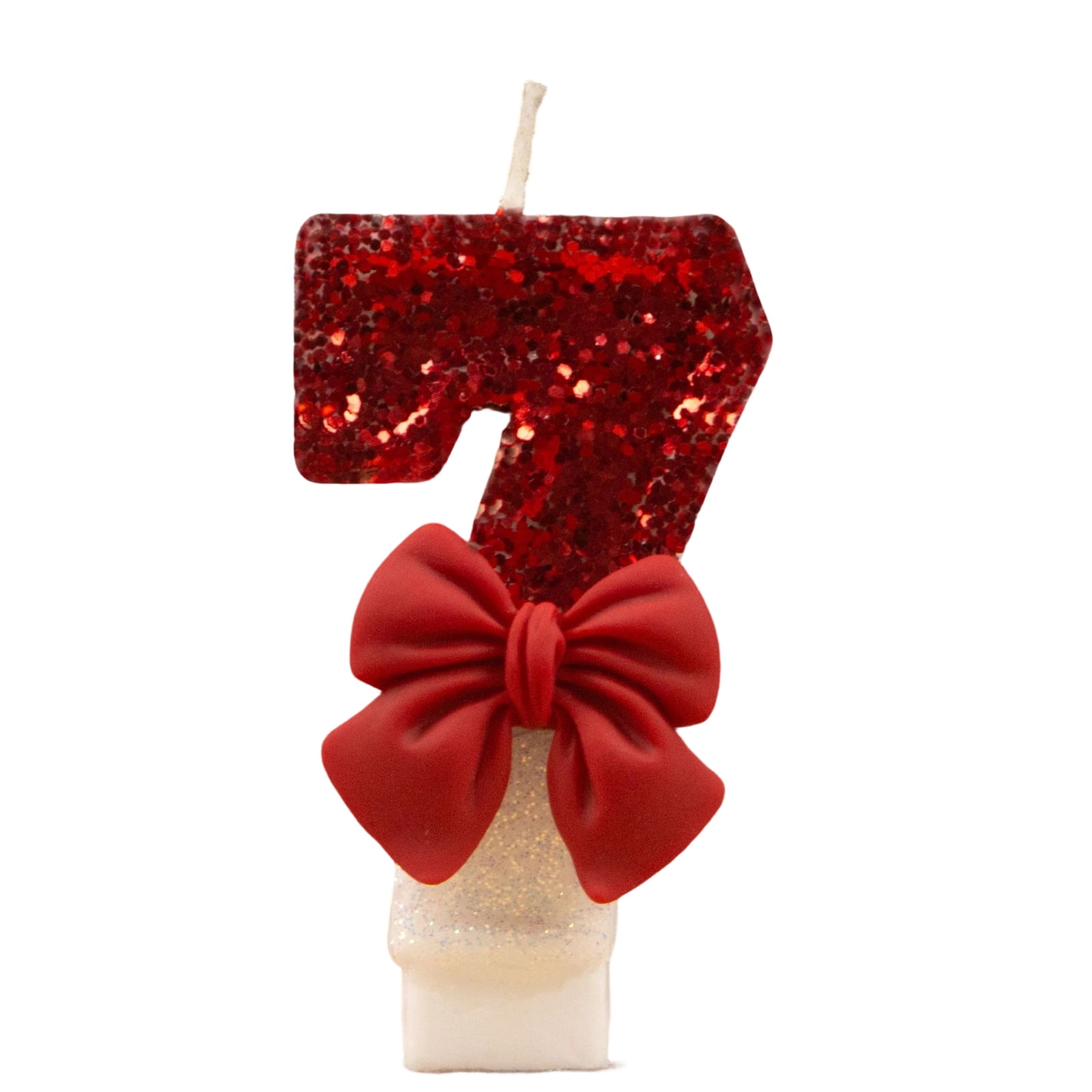 Birthday Candle, Glitter Red Bow Number Candle, 1 Piece Cartoon ...