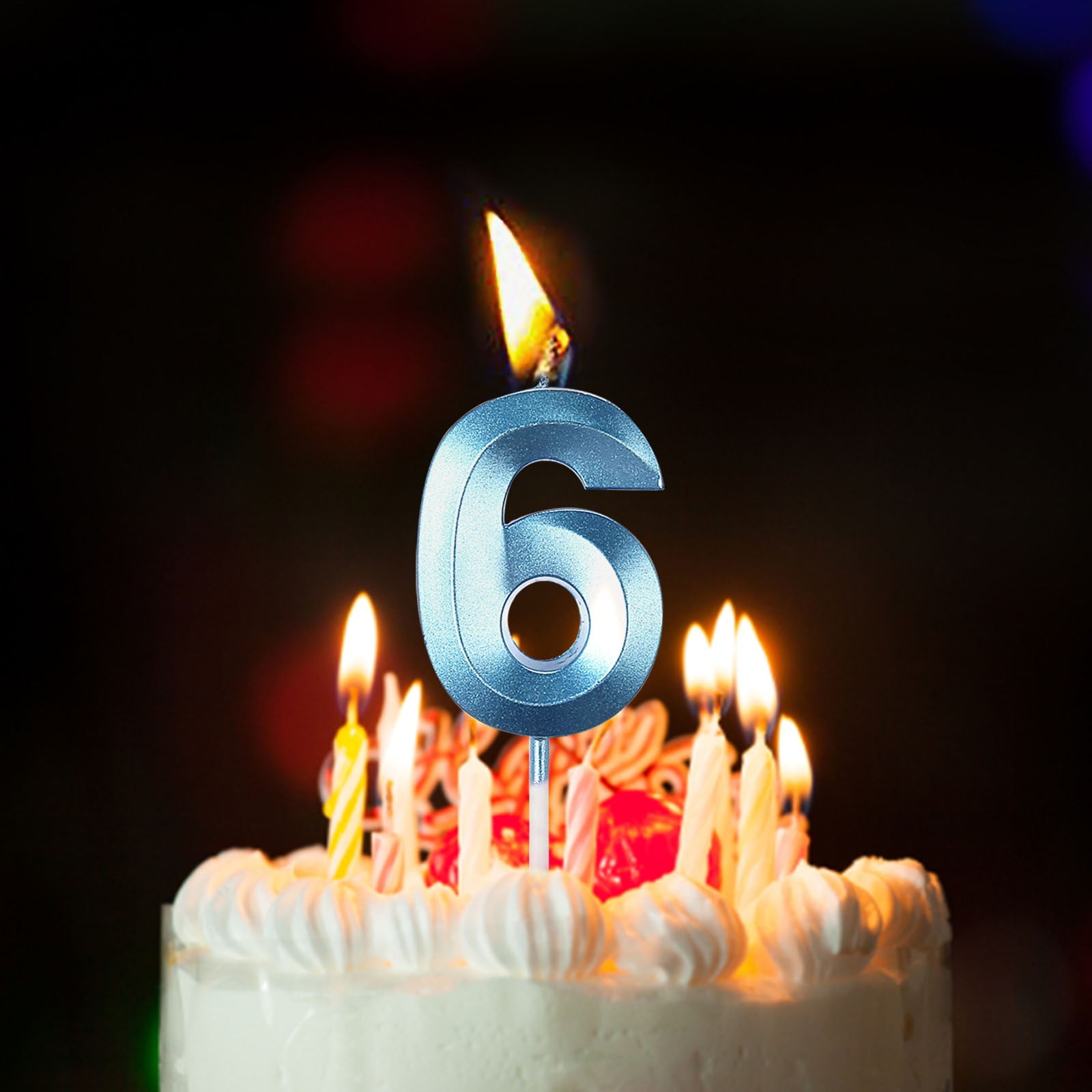 Birthday Candles Extended Big Number Multicolor 3D Cake Topper – Non ...