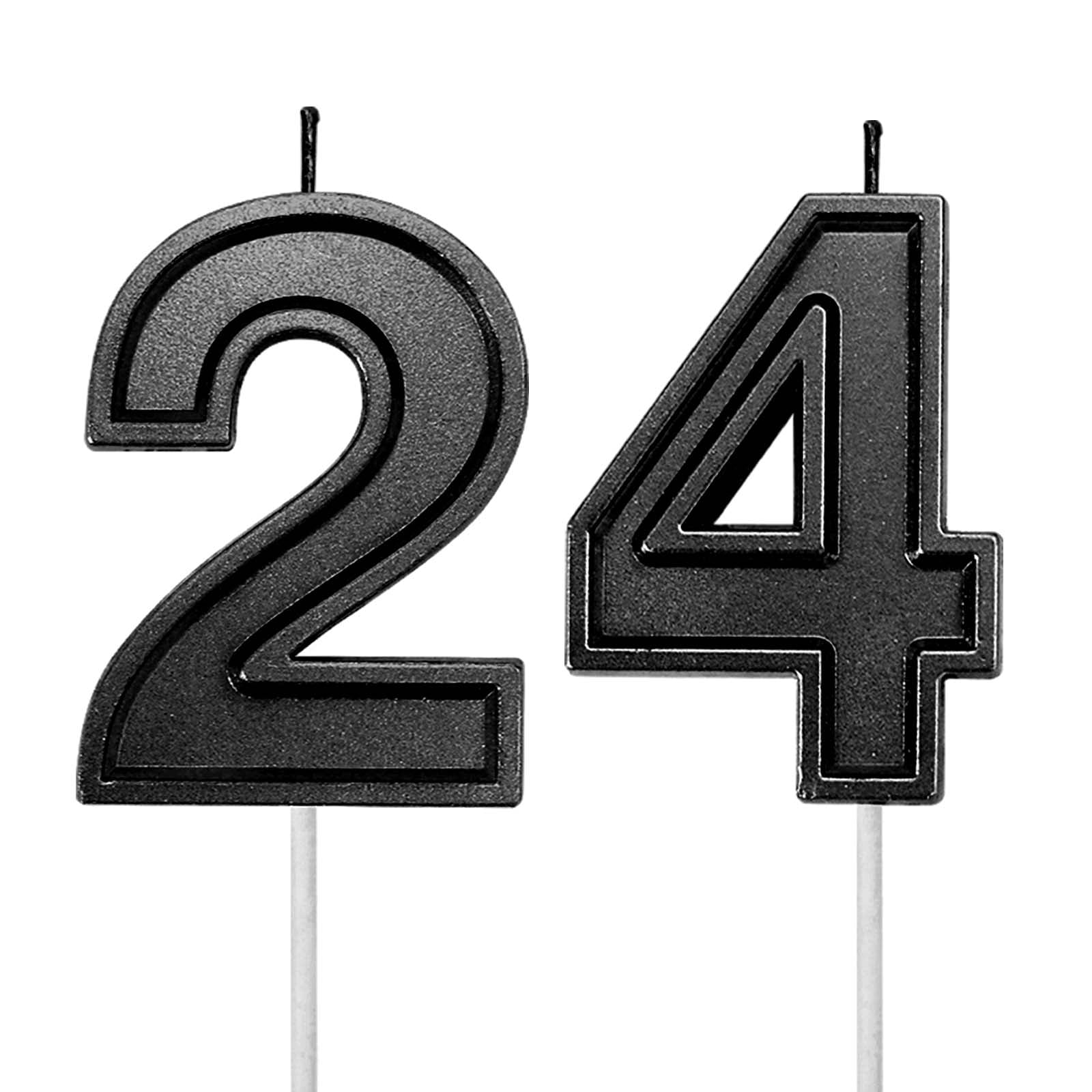Birthday Candles Number 24 Black Cake Topper for Birthday Wedding ...
