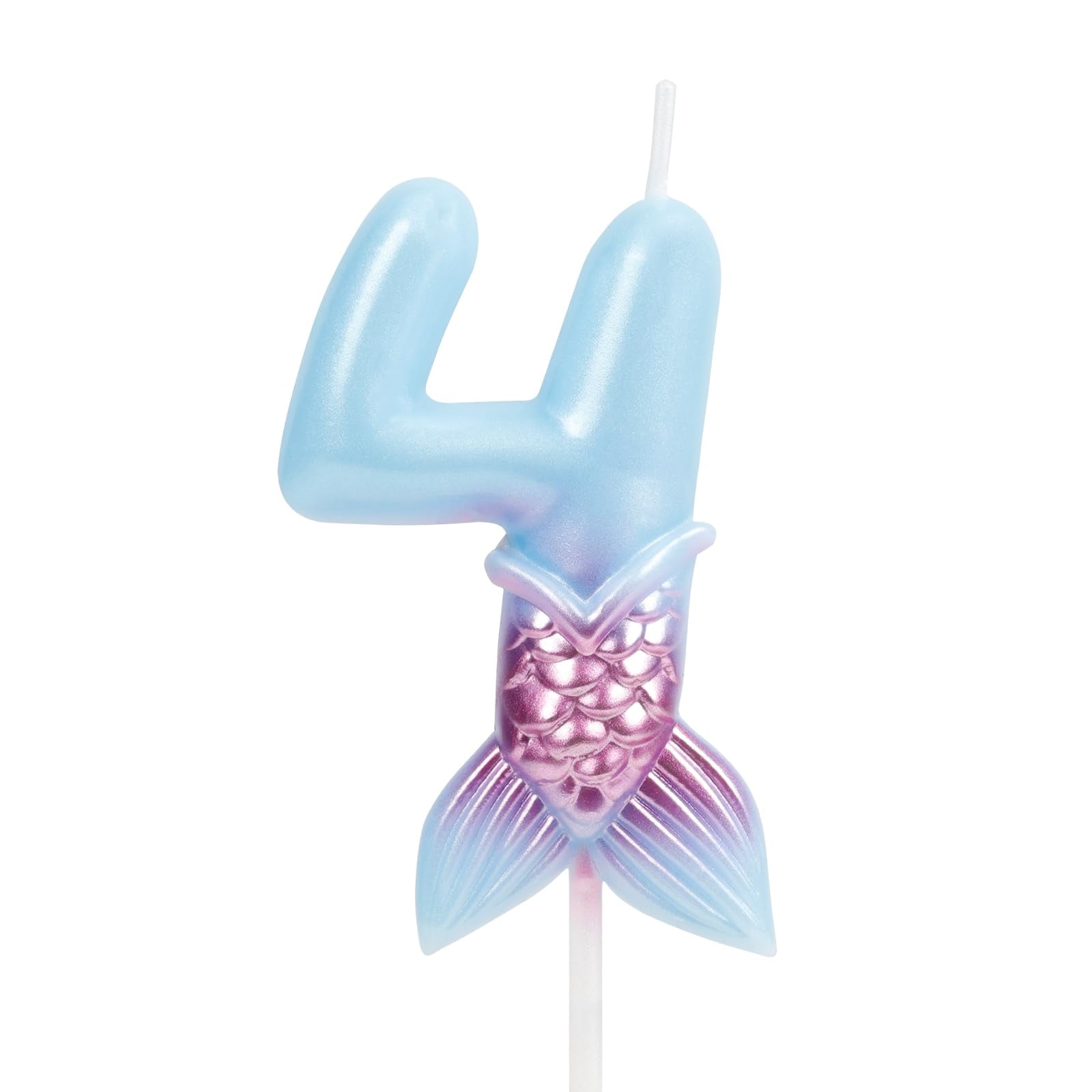 Birthday Candles Numbers 4 Candle, Mermaid Birthday Decorations, Happy ...