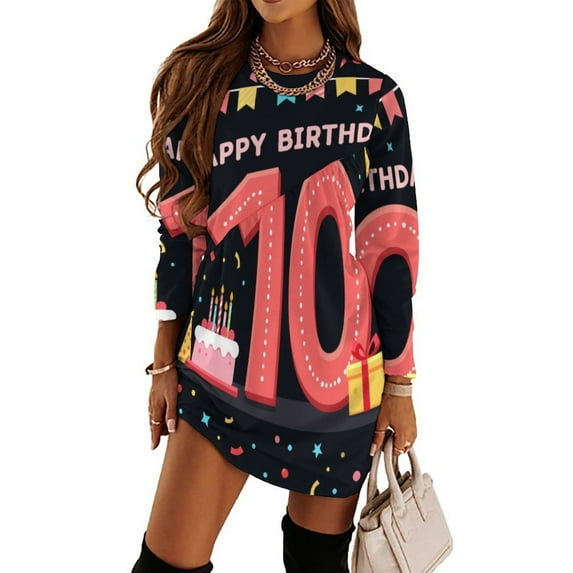 Birthday Card Celebrates A Tenth Birthday Loose Dress Evening Dress ...