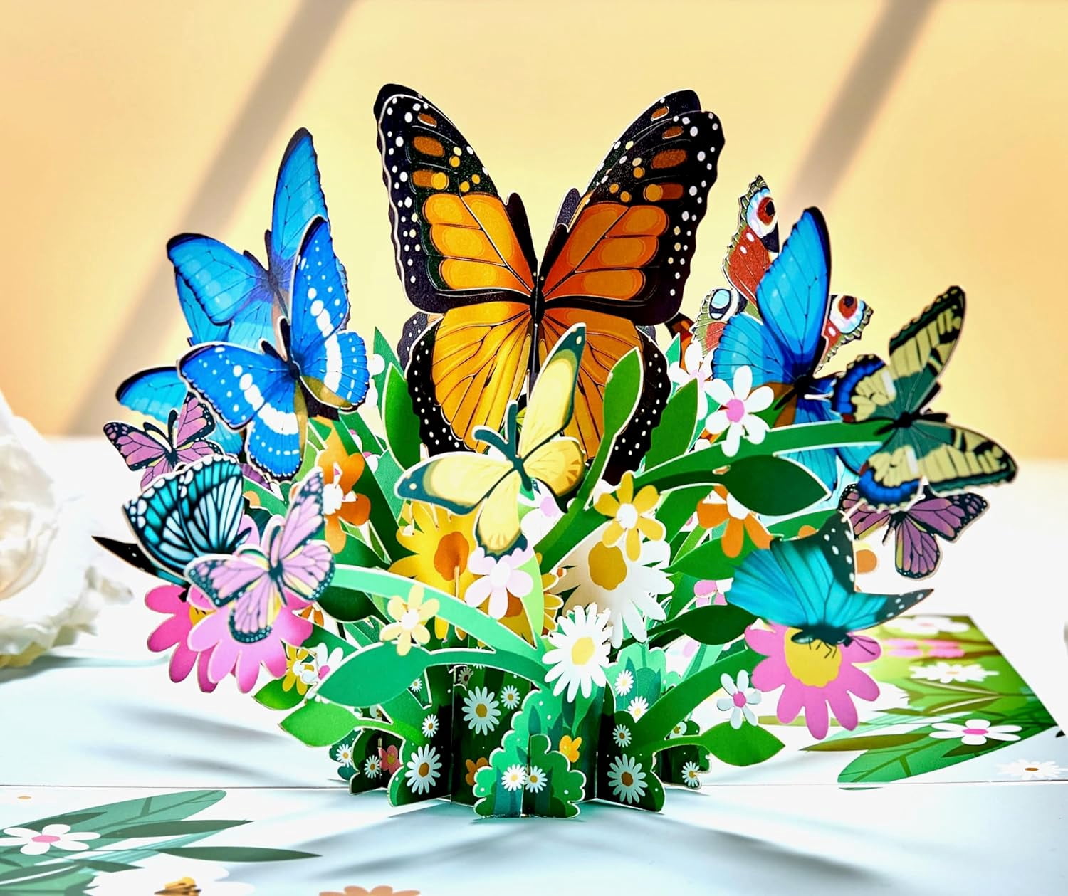 Birthday Card, Colorful Butterfly Garden Pop Up Card, 5x7-3D Greeting ...