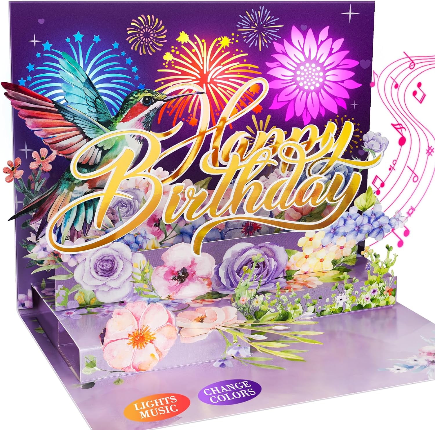 Birthday Card, Musical Pop Up Birthday Cards w Firework Lights, Play ...