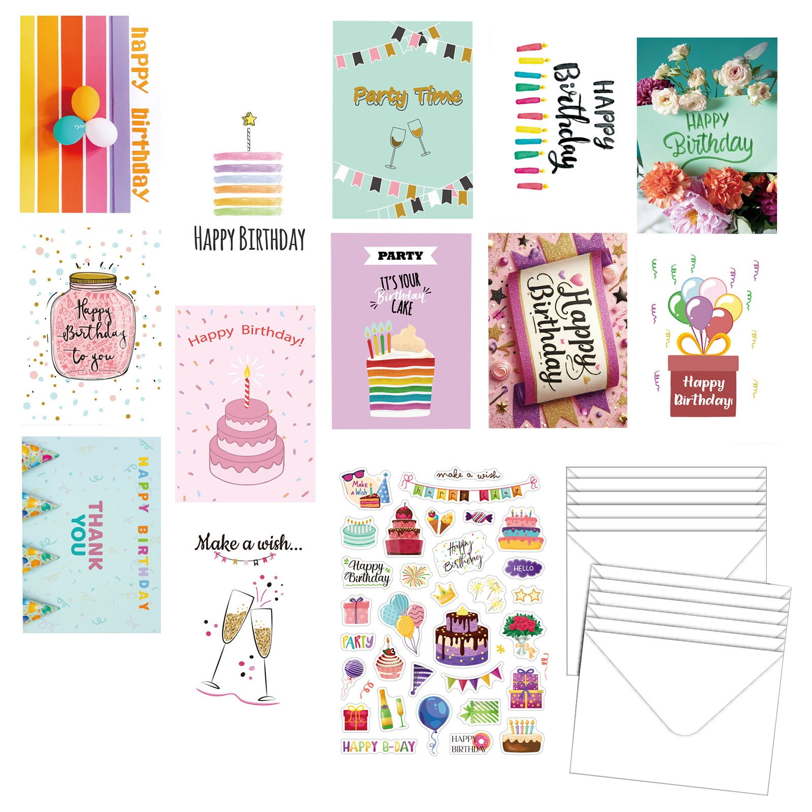 Birthday Card Set with Envelopes, Handwritten Style Happy Birthday ...