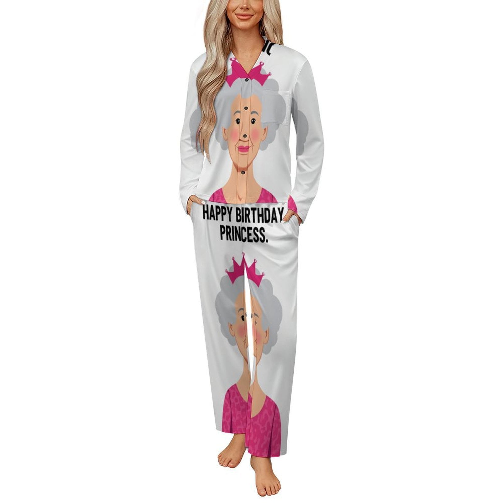 Birthday Card for A Princess Womens Pyjamas Set Button Up Pyjamas ...