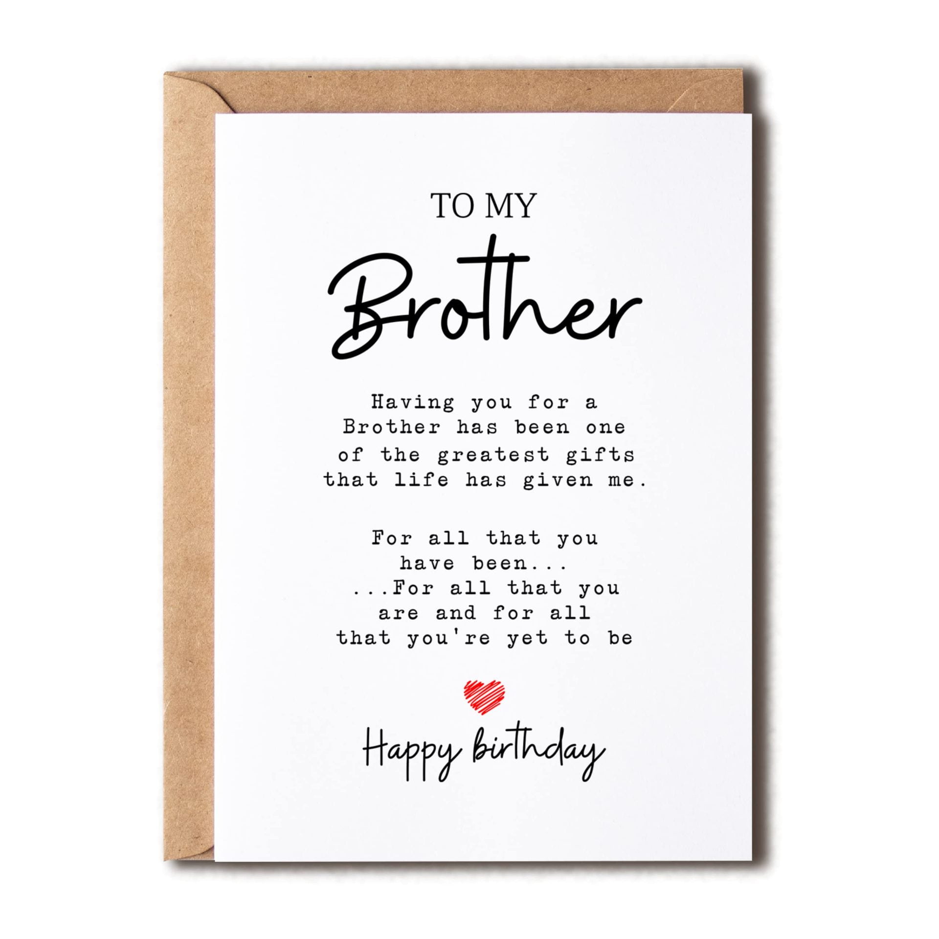 Birthday Card for Brother – Heartfelt Message of Gratitude – Blank ...