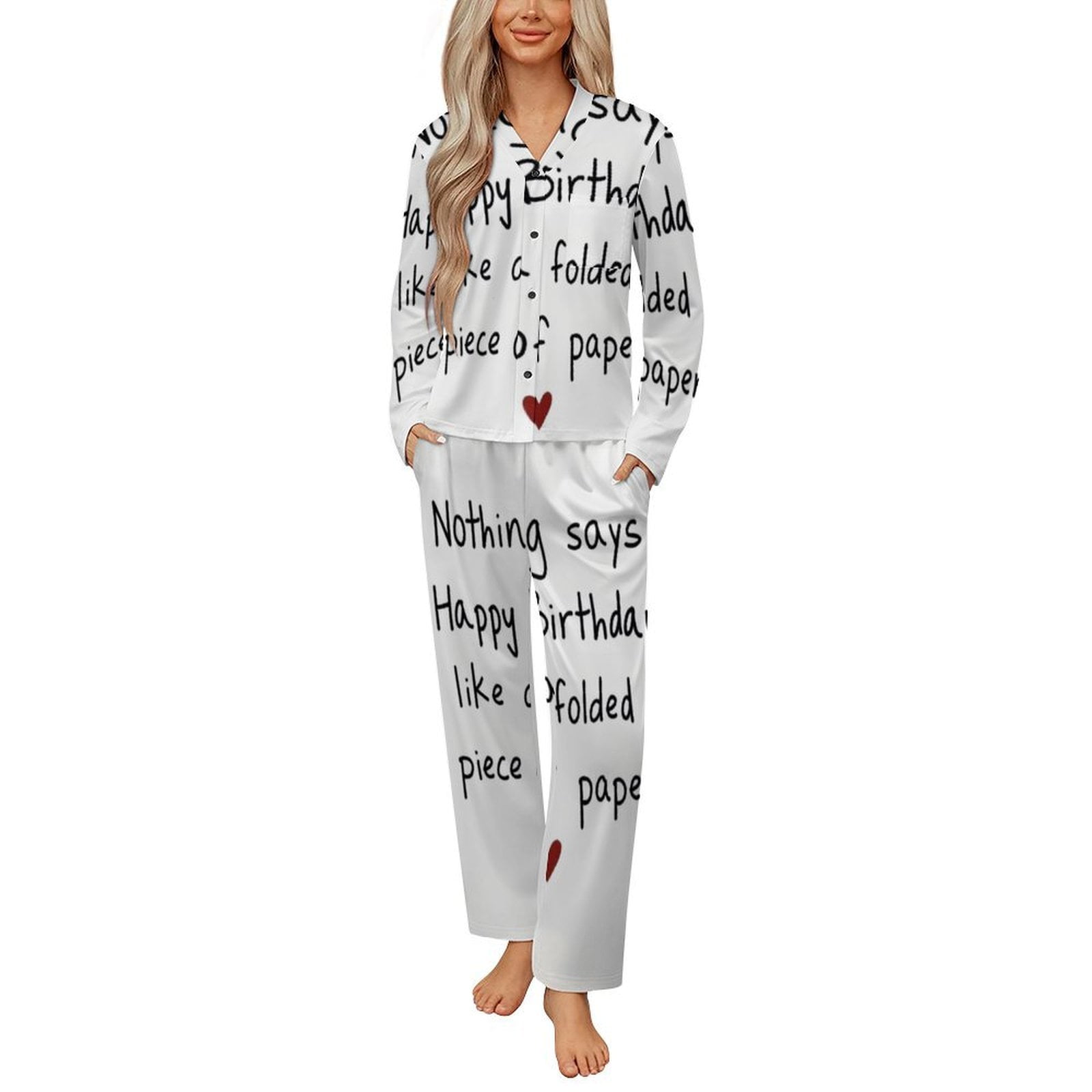Birthday Card with Folded Paper Womens Pyjamas Set Button Up Pyjamas ...
