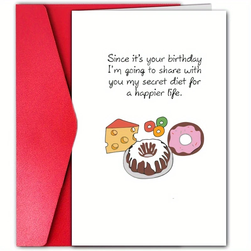 Birthday Card with Humorous Diet Message – “Secret Diet for a Happier ...