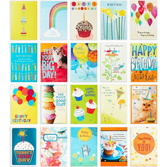 Birthday Cards Assortment, 20 Cards with Envelopes (Refill Pack for ...