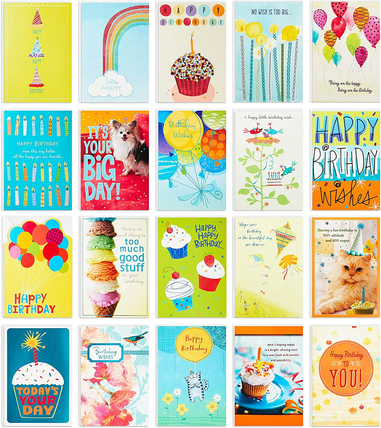 Birthday Cards Assortment, 20 with Envelopes (Refill Pack for Card ...