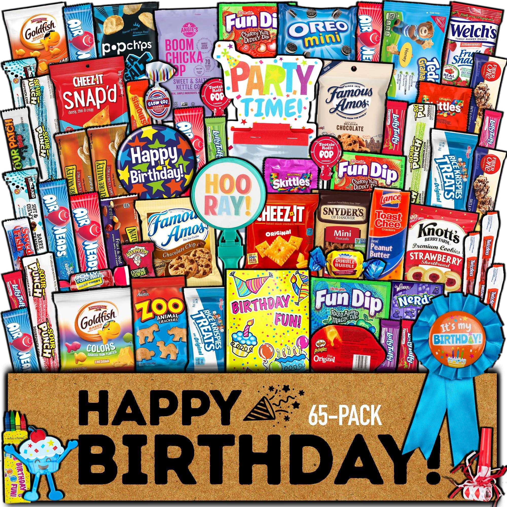 Birthday Care Package (65 OIF8 Count) Snacks Cookies Chocolate Bar ...