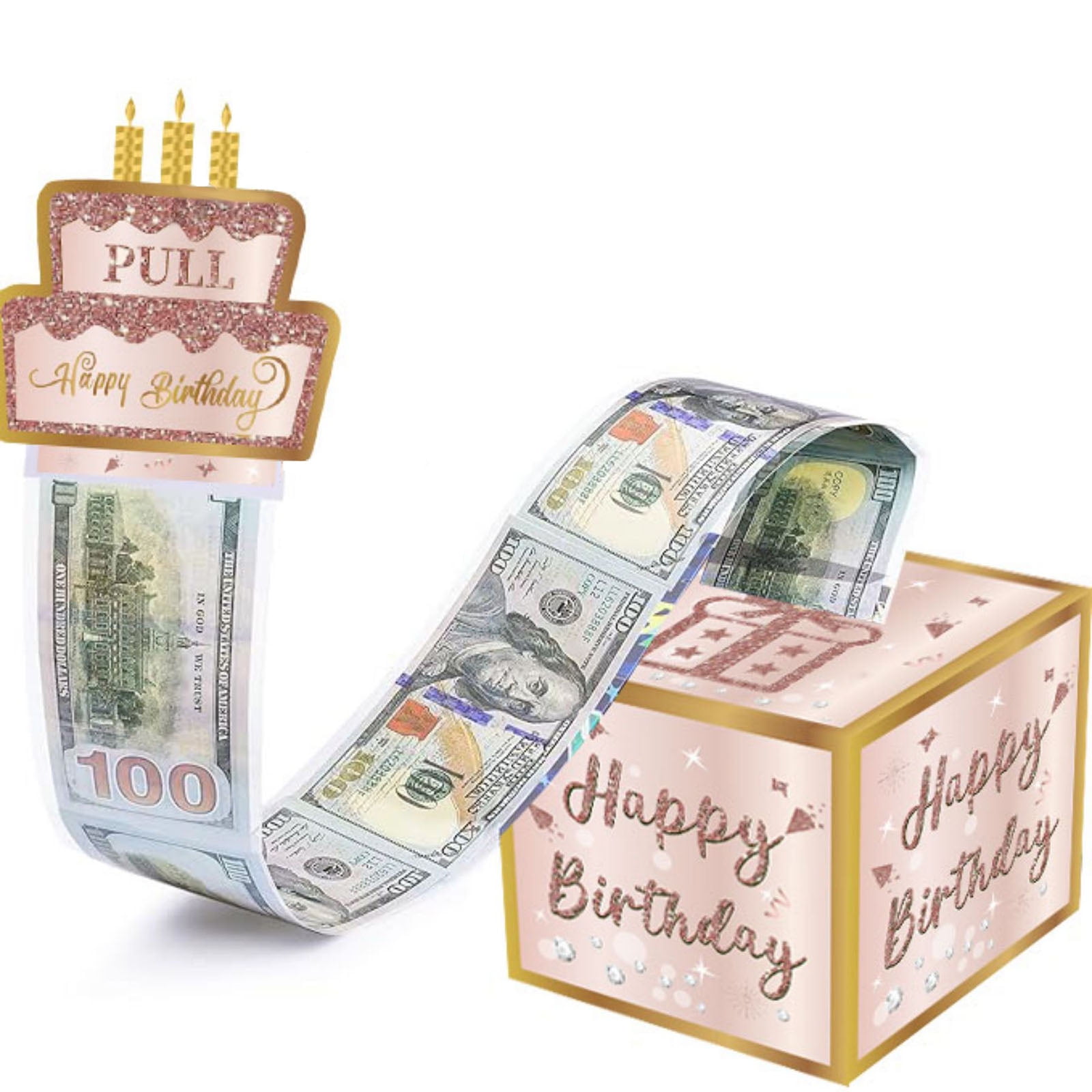 Birthday Cash Box Surprise Cash Gift Box with Cake Note and 50 Plastic ...