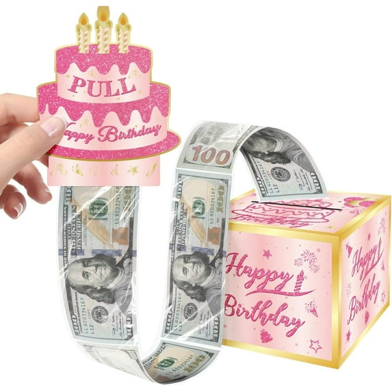 Birthday Cash Gift Box, Pink Rose Gold DIY Coin Gifts Adults Surprise ...