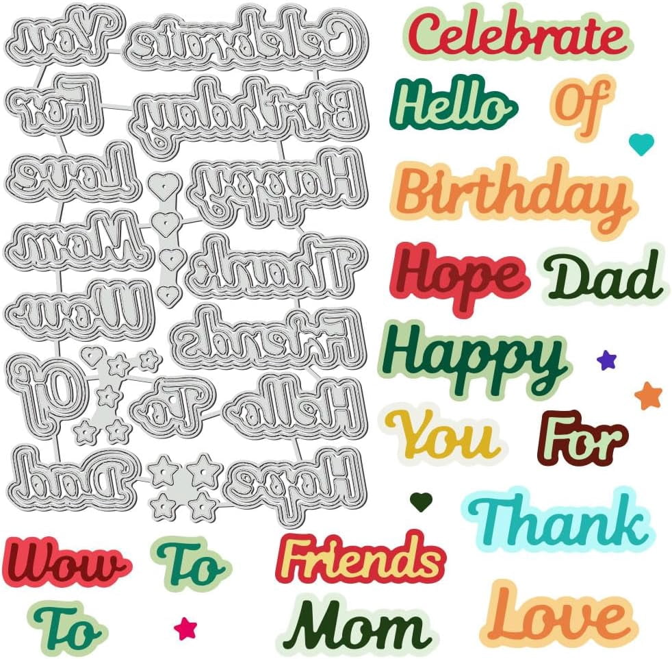 Birthday Celebrate Mom Dad Friend Cutting Dies Inspiring Words Carbon ...