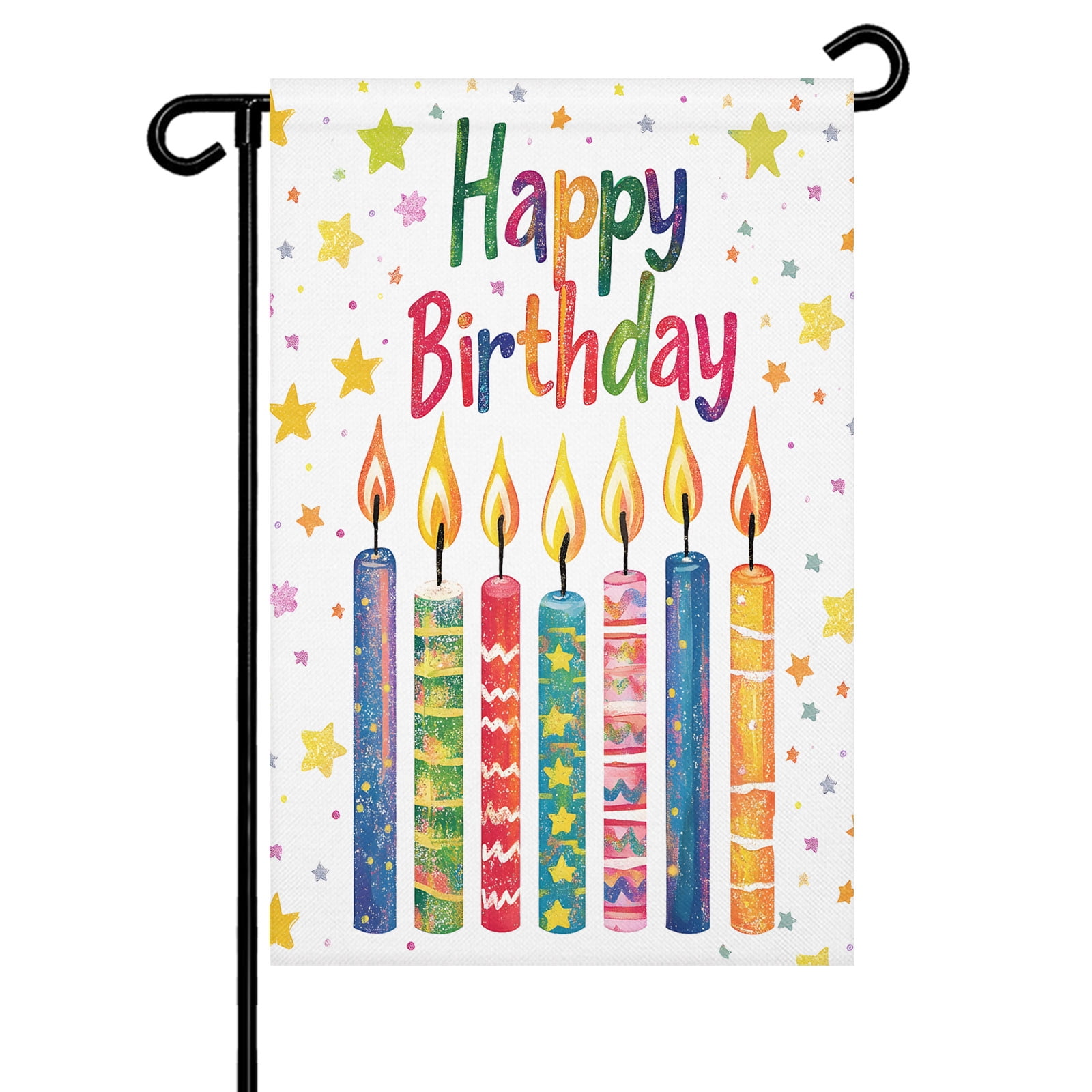 Birthday Celebration Garden Flag 12x18 Inch Colorful Candles Double ...