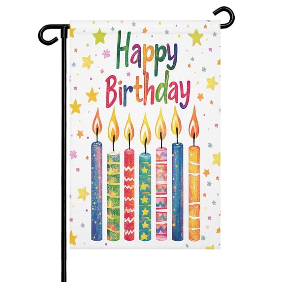 Birthday Celebration Garden Flag 12x18 Inch Colorful Candles Double ...