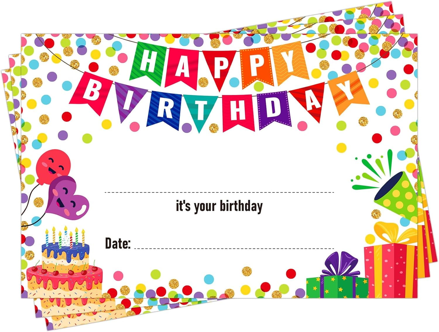 Birthday Certificates for Kids Classroom - 36pcs Confetti Happy ...