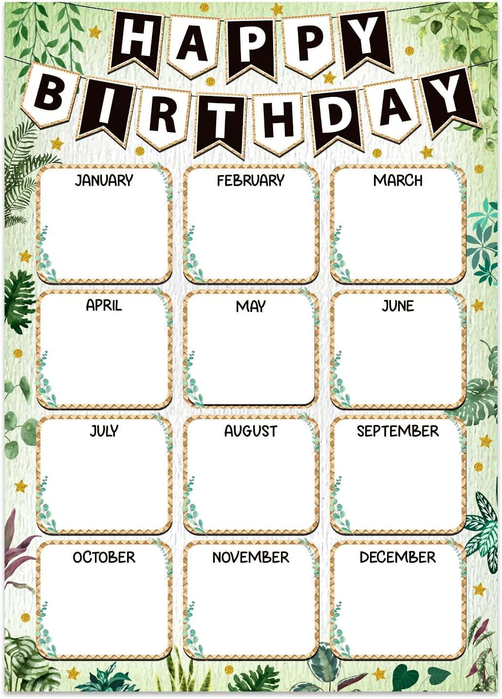 Birthday Chart for Classroom - Birthday Poster Chart Reusable Laminated ...