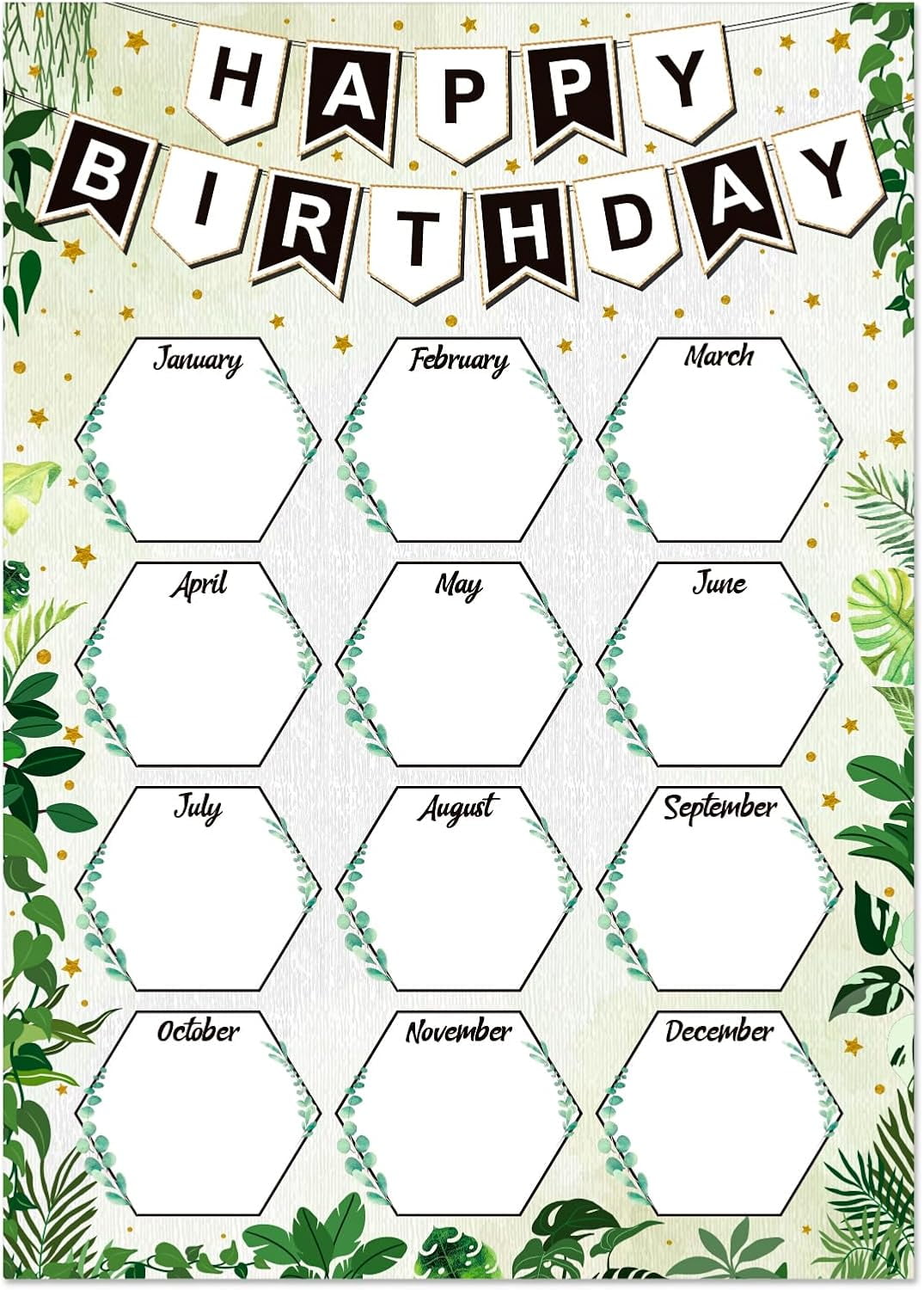 Birthday Chart for Classroom - Boho Greenery Birthday Poster Chart ...