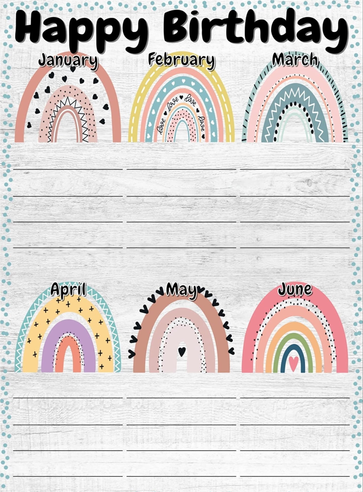 Birthday Charts poster Classroom and Decorations poster Back to School ...
