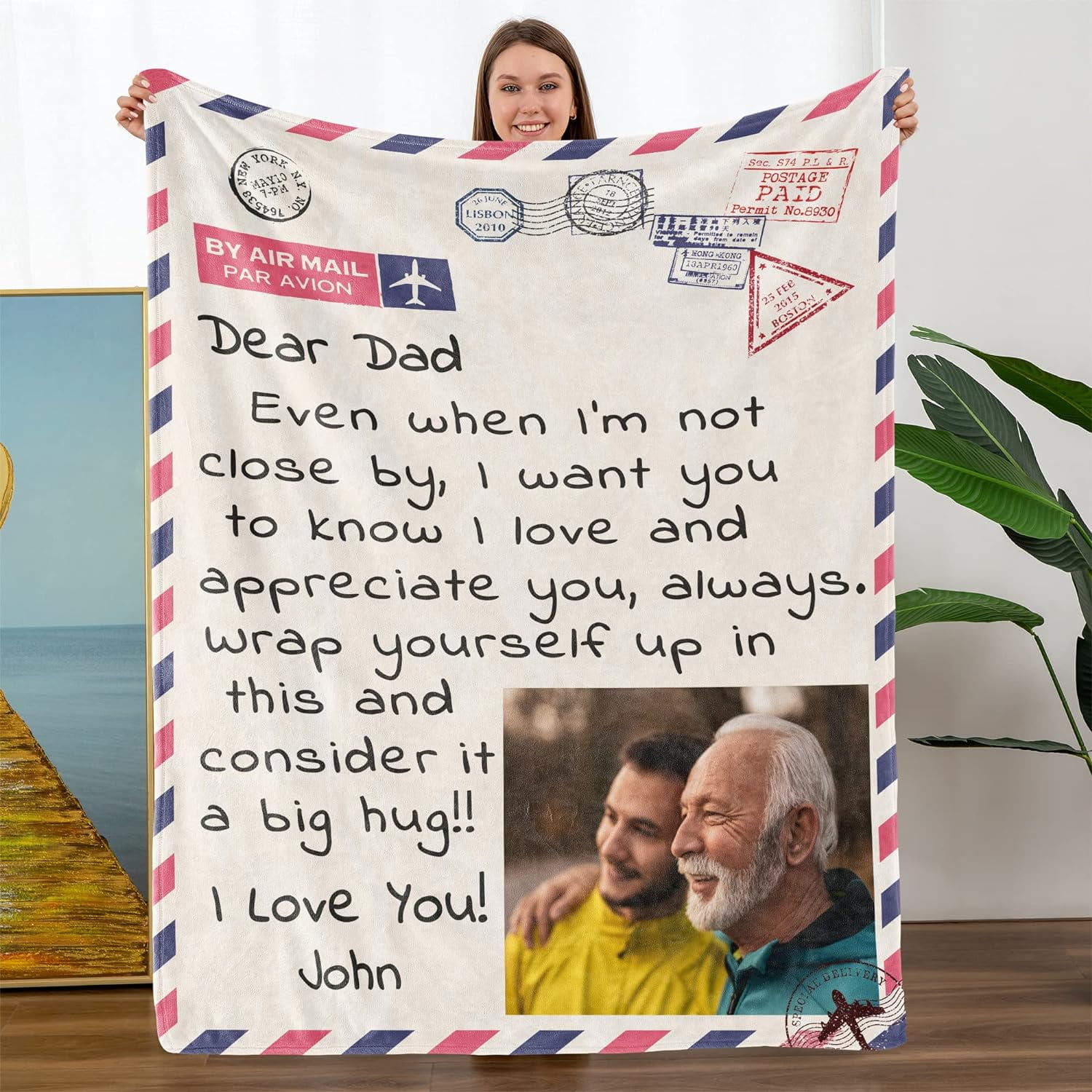 Birthday Christmas Wedding Gifts for Dad, Personalized Custom Blanket ...