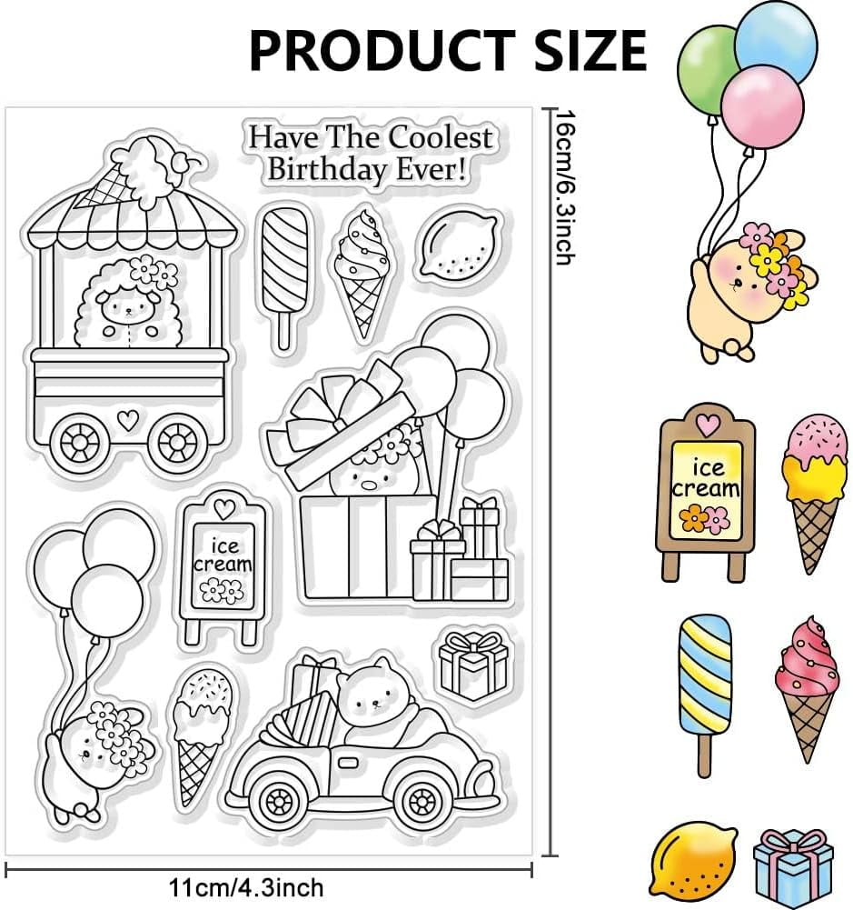 Birthday Clear Stamps Decorative Elements Stamps Balloons Silicone Clear Stamp Seals for ...