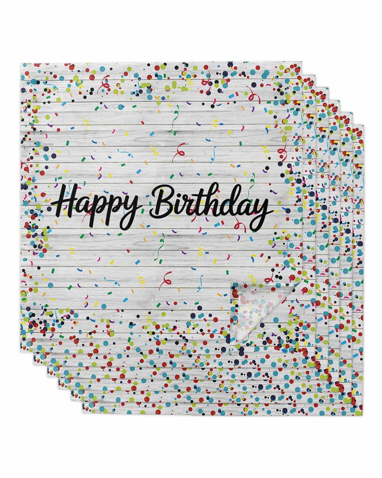 Birthday Cloth Napkins Set of 6 Reusable Dinner Napkins, Colorful ...