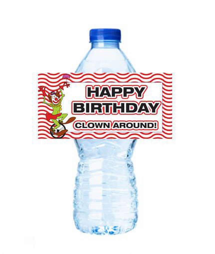 Birthday Clown Party Decorations 15ct Water Bottle Sticker Labels ...