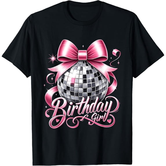 Birthday Coquette Bow Disco Ball Funny Birthday Party Unisex T-Shirt S ...