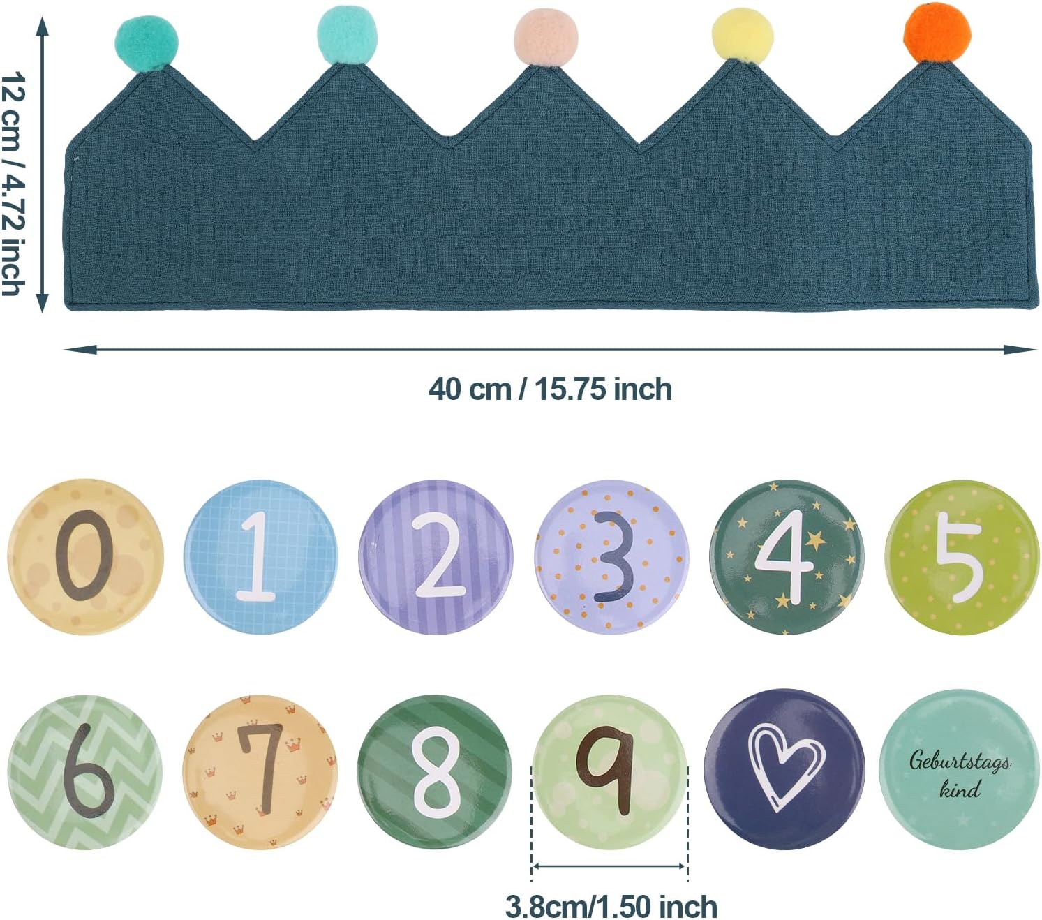 Birthday Crown Hat, With 0-9 Number Signs Cute Muslin Kids Birthday ...