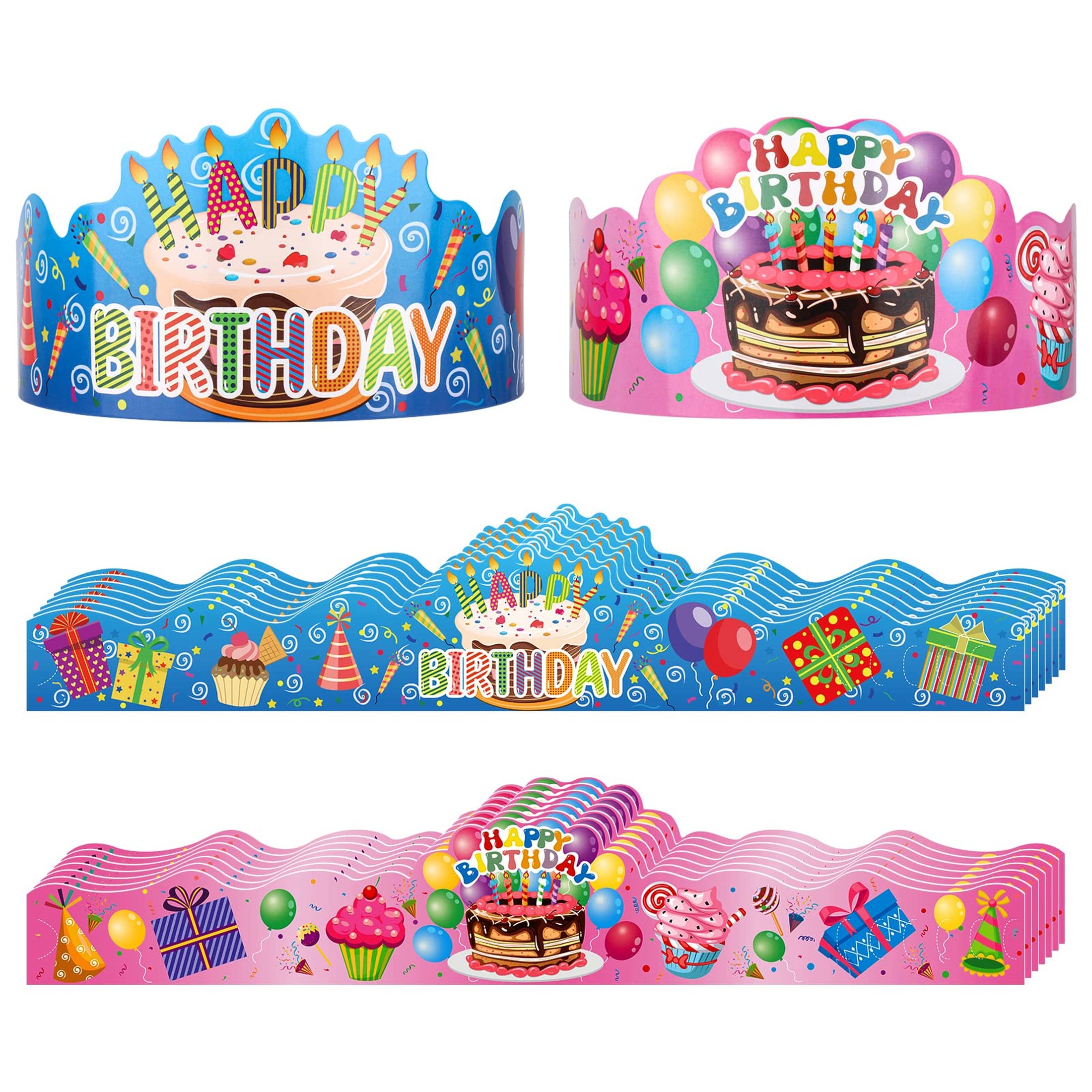 Birthday Crown Party Pack - 30 Kids Paper Hats for Classroom ...