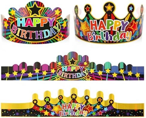Birthday Crowns 30 Pack Party Hats Paper Hats Happy Birthday Crowns for ...
