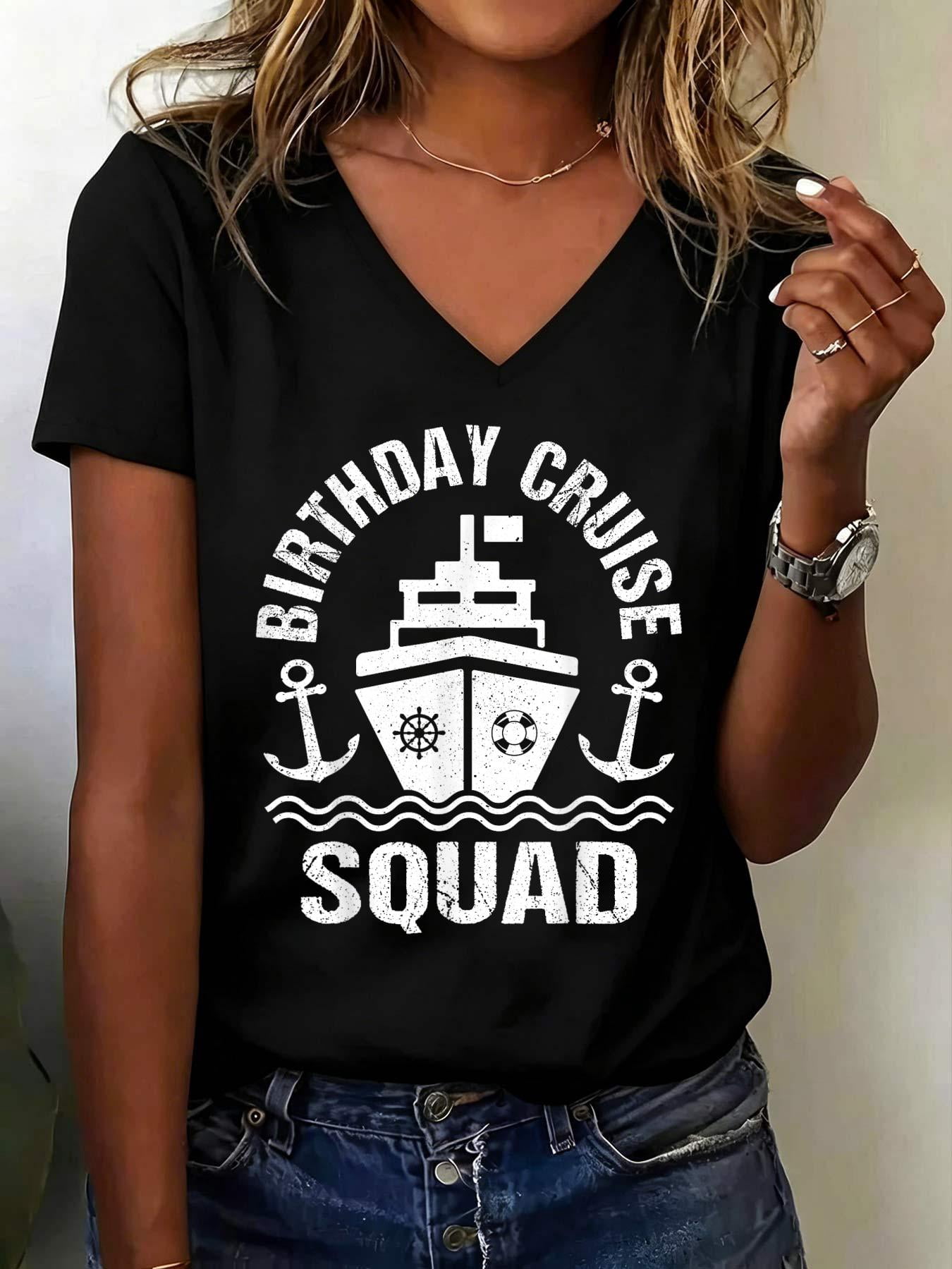 Birthday Cruise Squad 2026 Vacation Trip Family Matching V Neck T-Shirt ...