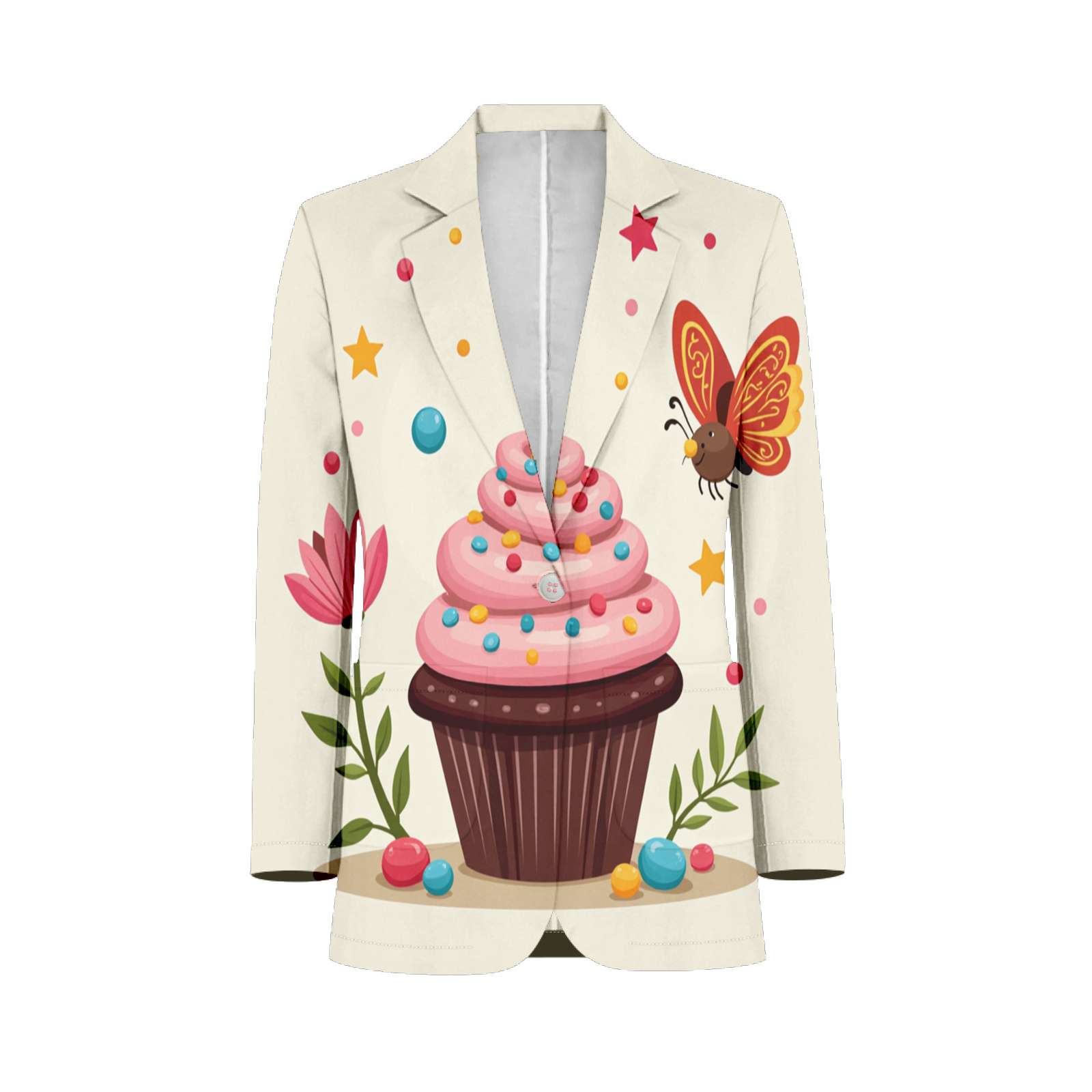 Birthday Cupcake Butterfly And Decorations Mens Suits Shawl Collar Slim ...