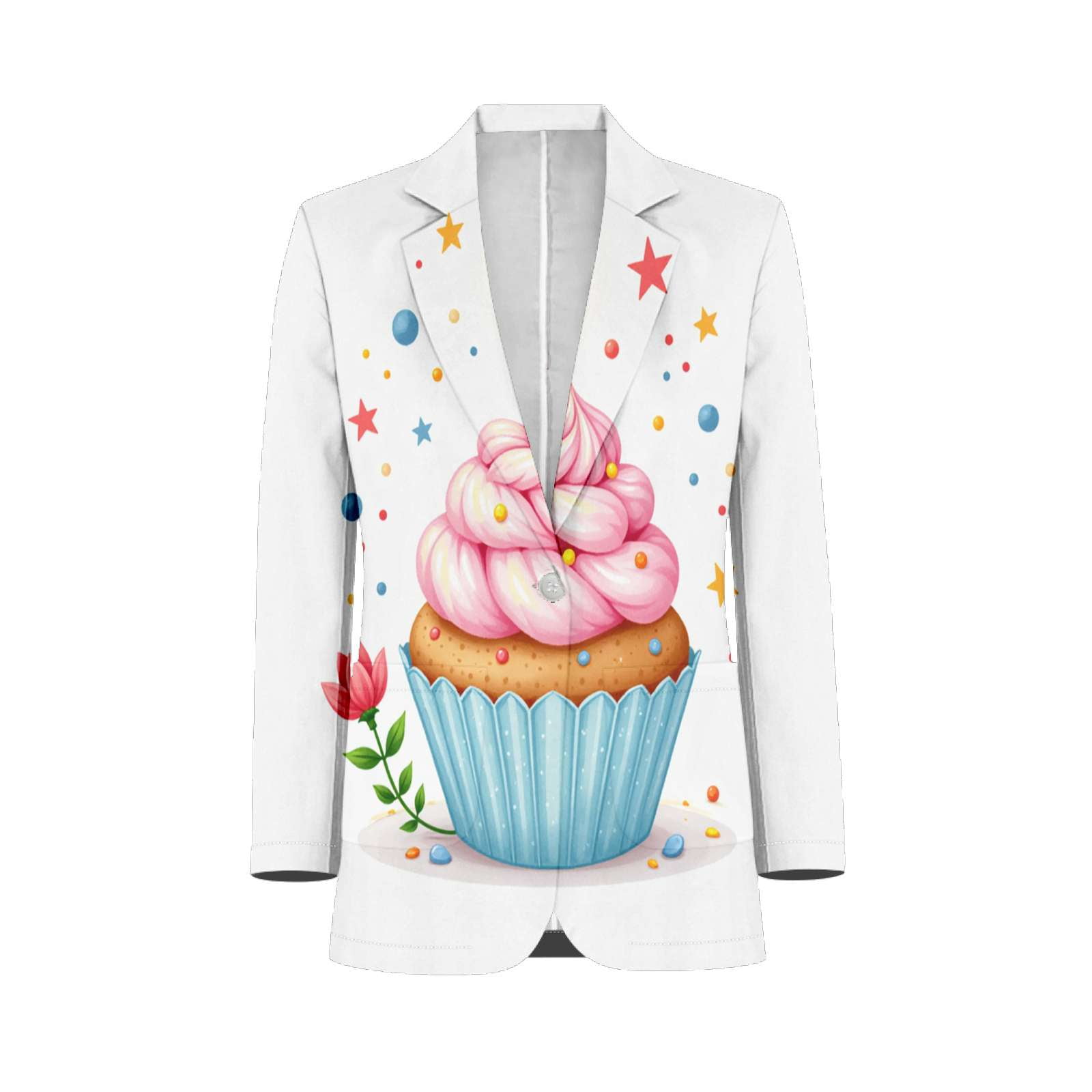 Birthday Cupcake With Candle Burning Bright Mens Suits Shawl Collar ...