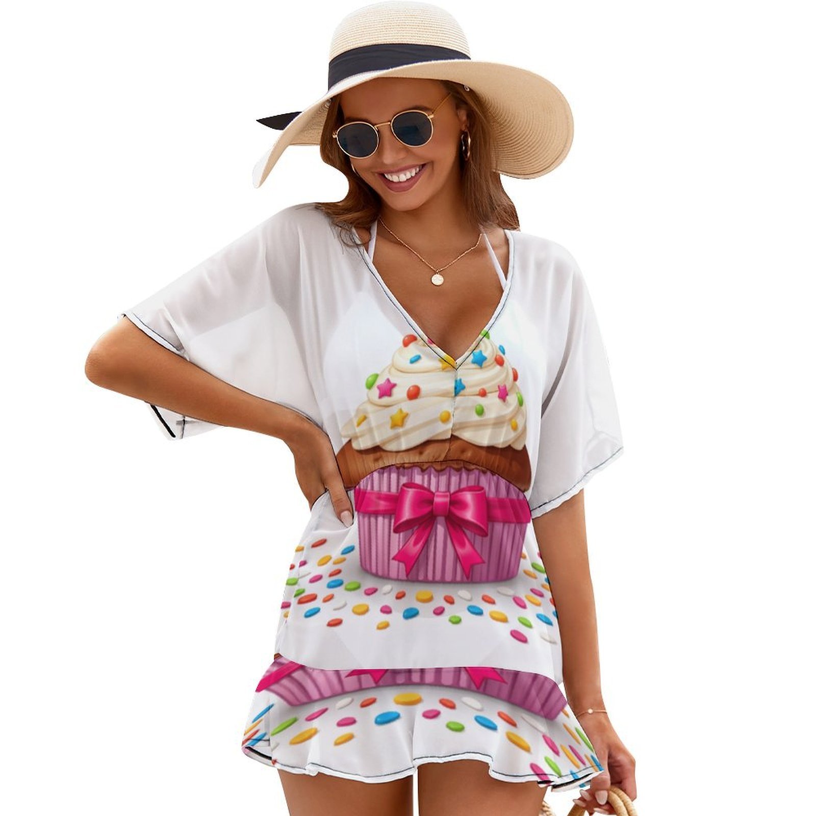 Birthday Cupcake with Burning Candle Women's Luxury Party Dress Evening ...
