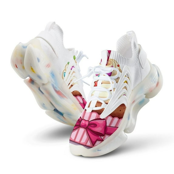 Birthday Cupcake with Candle Burning Walking Shoes for Men Woman ...