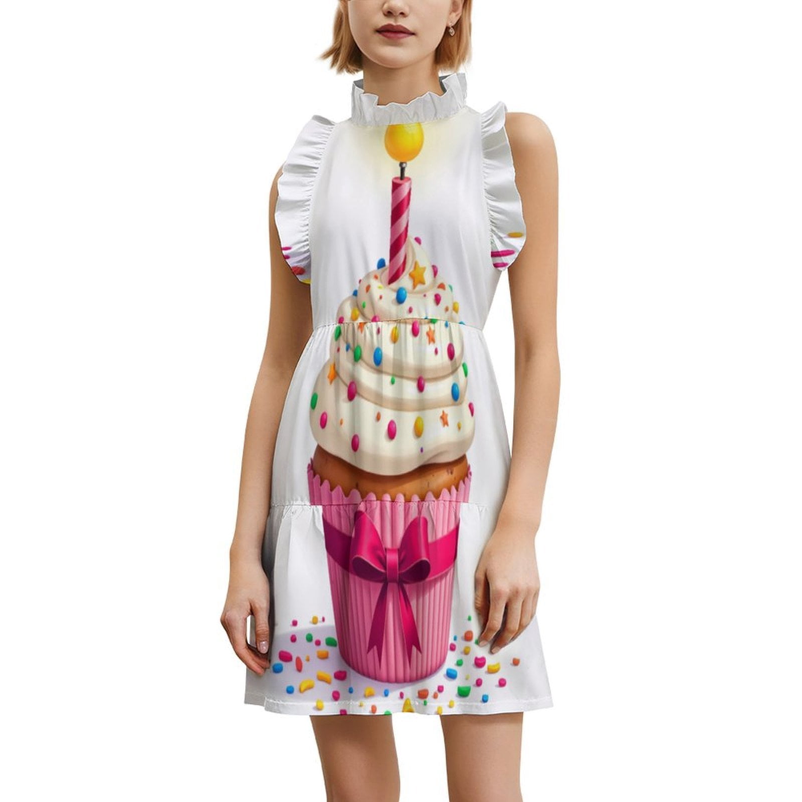 Birthday Cupcake with Candle Women's Fashion Casual Dress Summer Stand ...