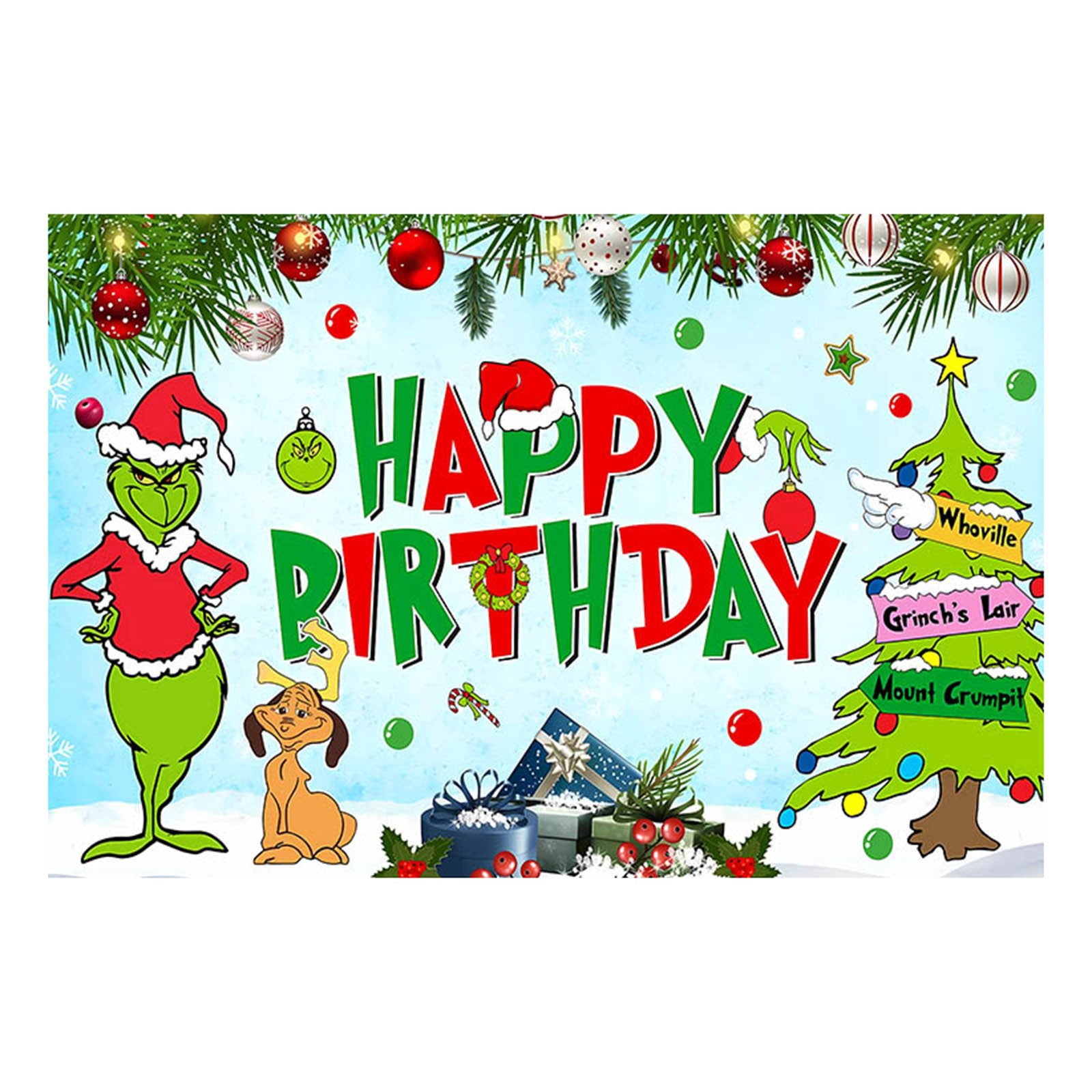 Birthday Decor Background Cloth, Grinch Birthday Parties Decorations ...