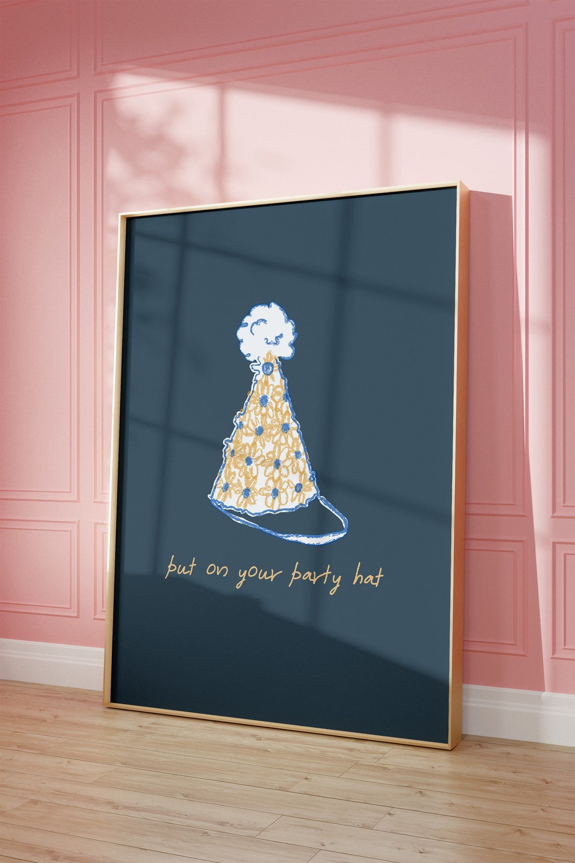 Birthday Decor Party Hat Print Happy Birthday Sign Bday Party Decor ...