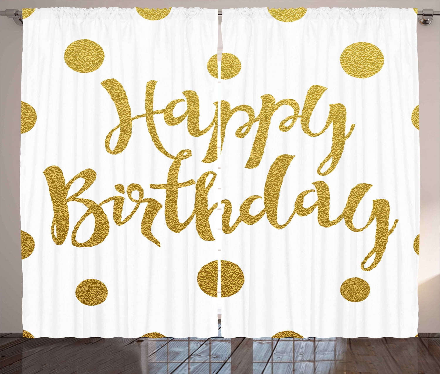 Ambesonne Birthday Curtains 2 Panel Set, Hand Writing Greeting, 108" x ...