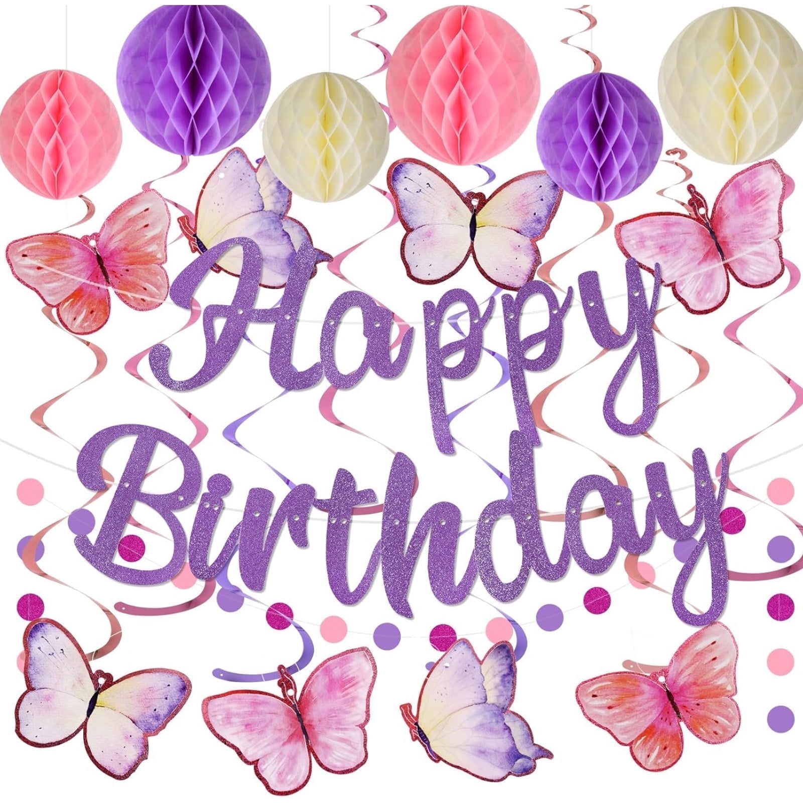 Birthday Decorations for 3+ Year Old Happy Birthday Banner Balls ...