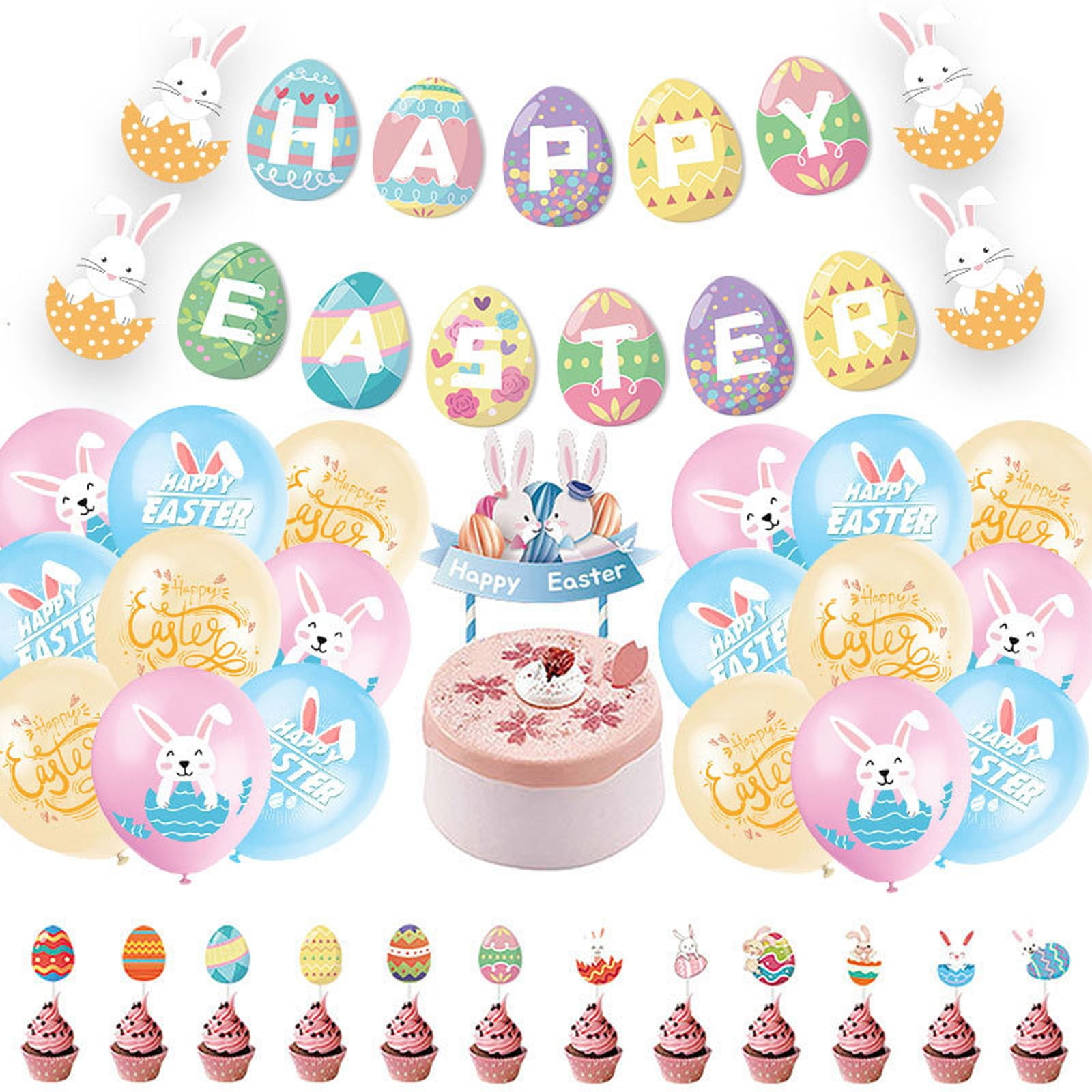 Birthday Decorations Easter Party Decoration Set 31 Pcs Happy Easter ...