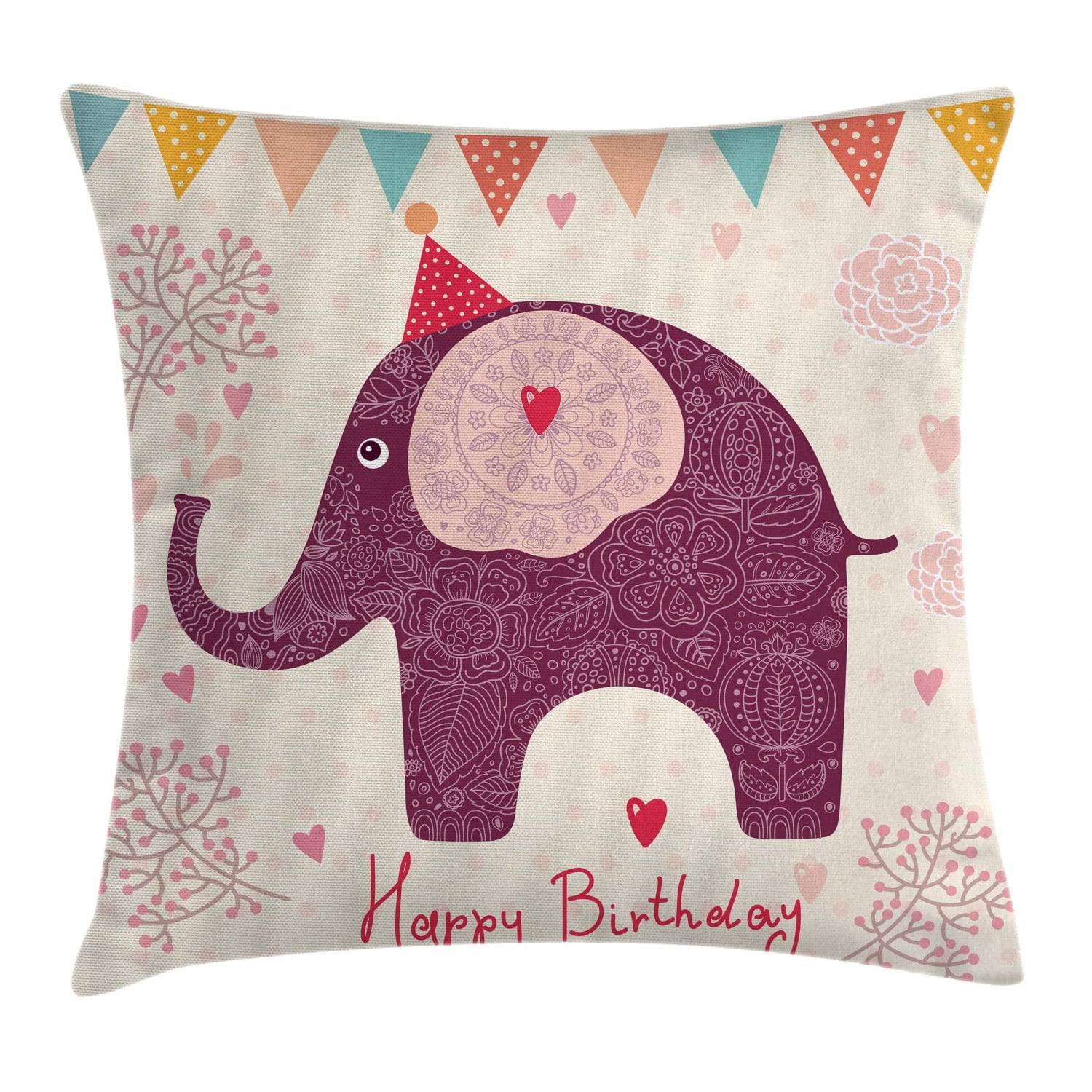 Birthday Decorations for Kids Throw Pillow Cushion Cover, Indian ...