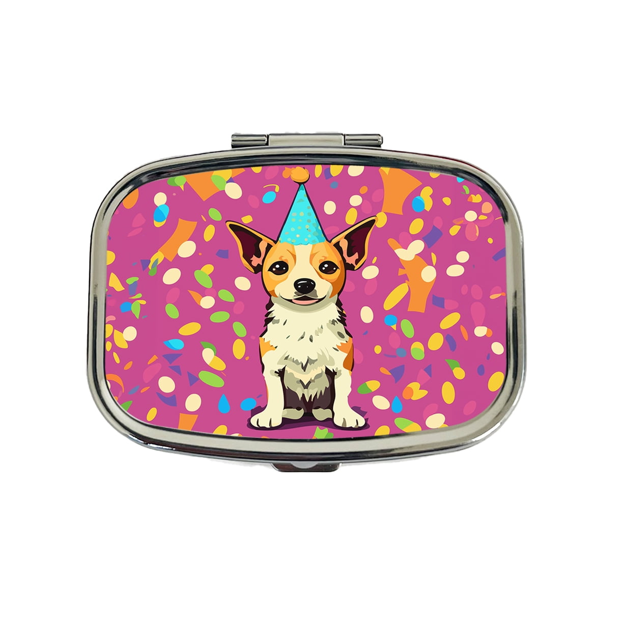 Birthday Dog Confetti Background Small Travel Handbag Pill Box Case ...