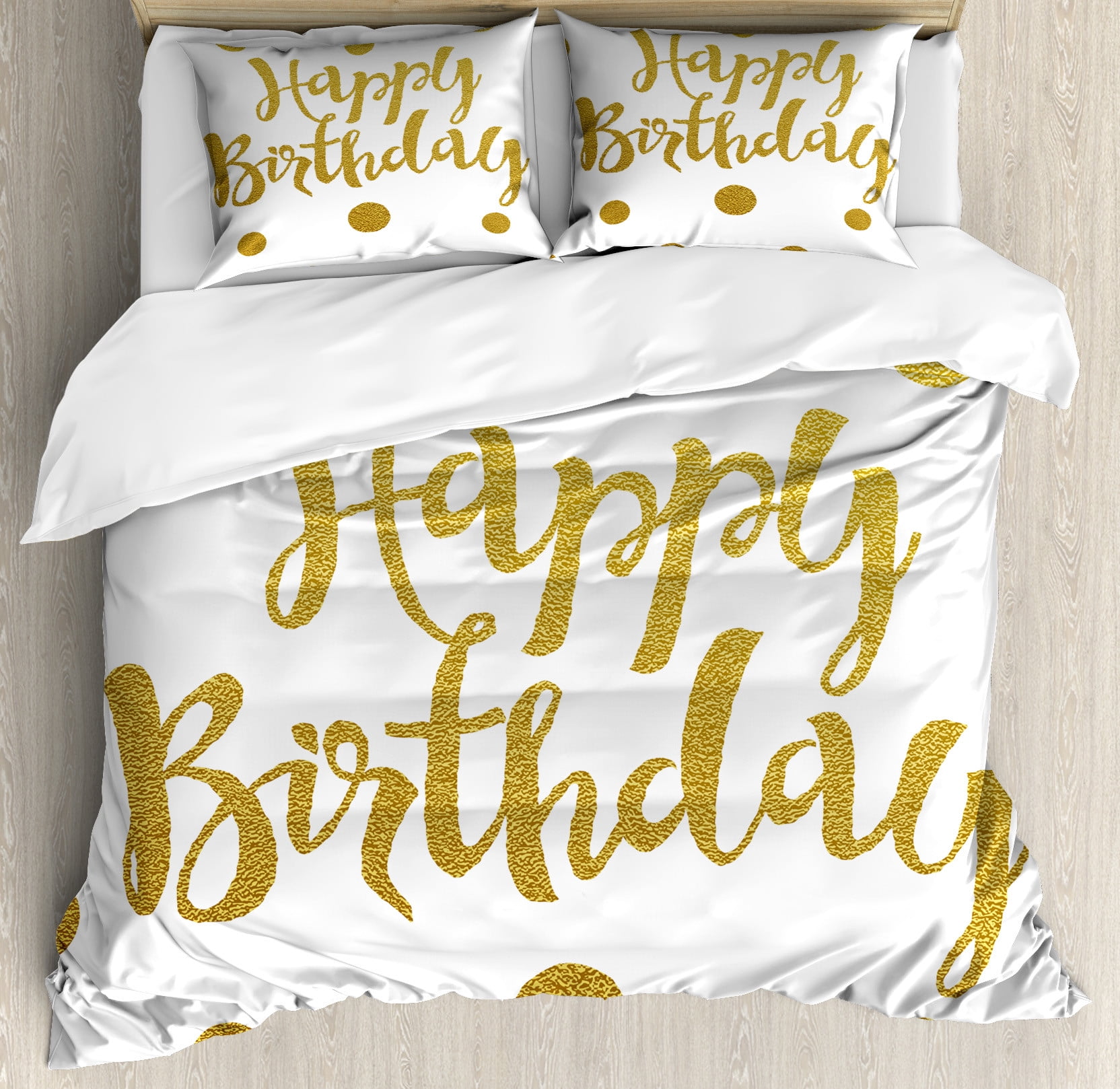 Birthday Duvet Cover Set, Hand Writing Style Calligraphic Text ...