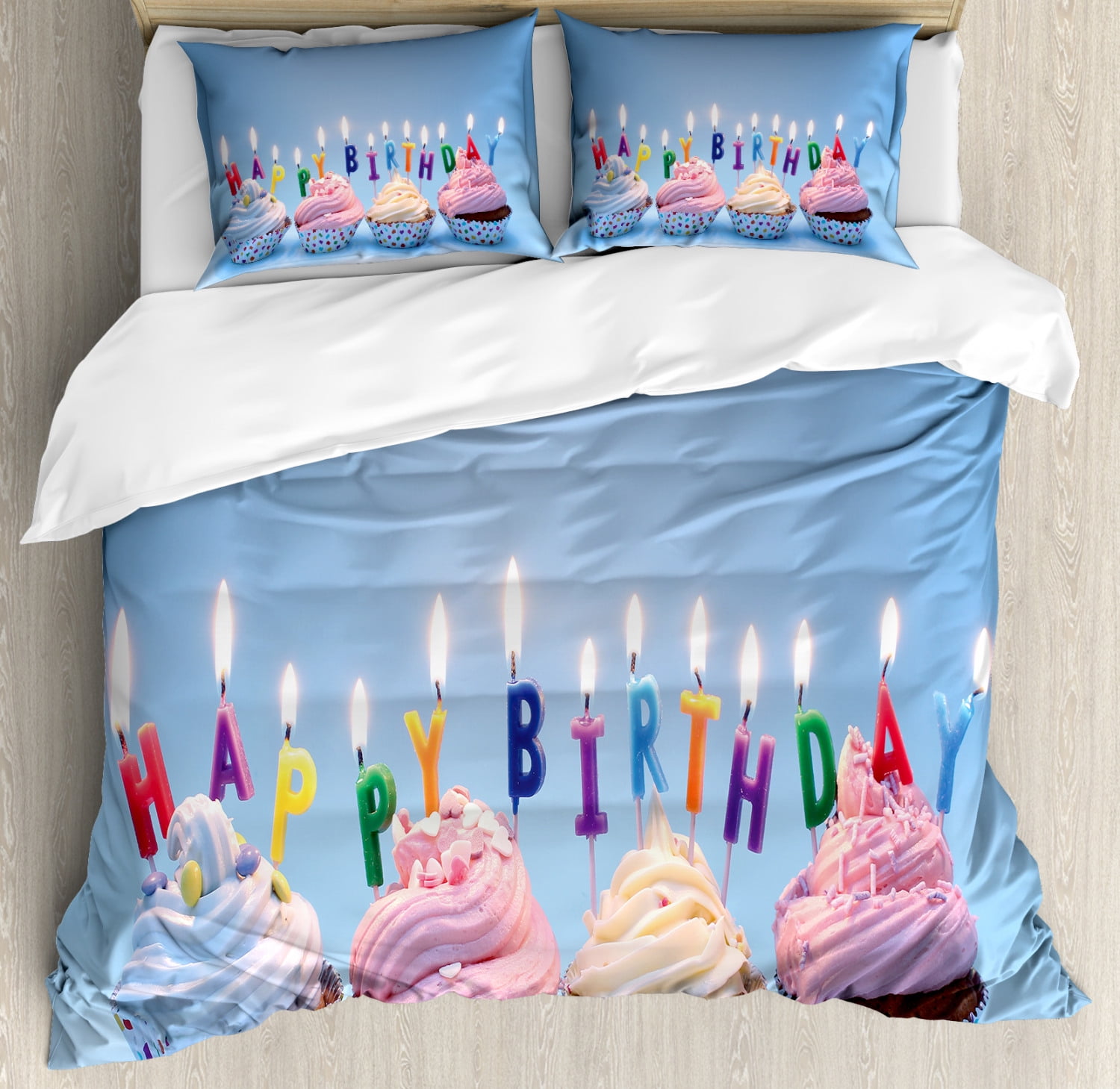 Birthday Duvet Cover Set King Size, Delicious Creamy Cupcakes with ...