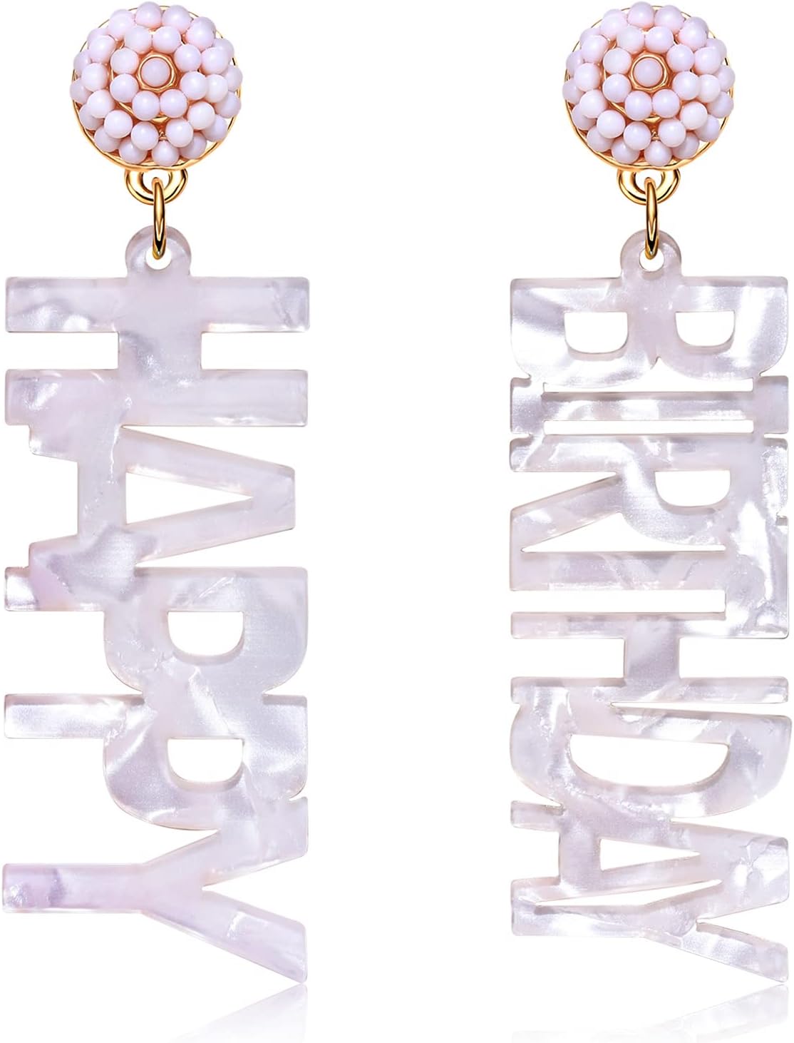 Birthday Earrings Beaded Glitter HAPPY BIRTHDAY Letter Drop Dangle ...
